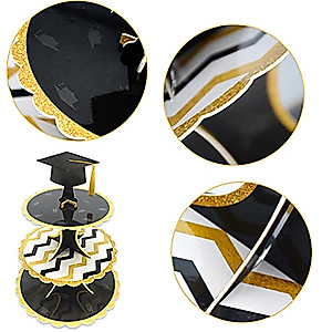 Graduation Cupcake Stands- Friday Night Graduation Party Decorations 3 Tire Cardboard Dessert Stand for Graduation Season