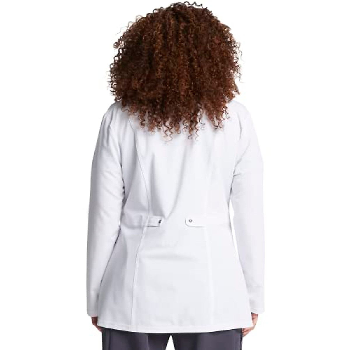 Dickies Women's Xtreme Stretch 28 Inch Snap Front Lab Coat, White, Small