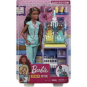 Barbie Careers Doll & Playset, Baby Doctor Theme with Brunette Fashion Doll, 2 Baby Dolls, Furniture & Accessories