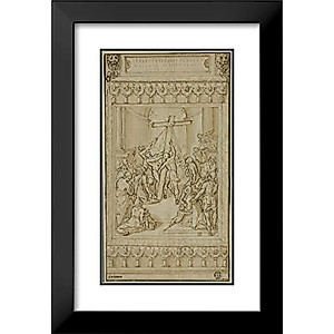 ArtDirect Cesare Nebbia 15x24 Black Modern Frame and Double Matted Museum Art Print Titled - Saint Helena Kneeling Before the True Cross (C. 1582)
