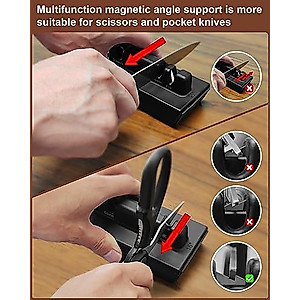 Rolling Knife Sharpener - ALDIPRO Knife Sharpening Kit with Diamond & Ceramic Discs 15/20° Multifunction Magnetic Angle Base for Pocket Knife, Kitchen Knives, Chef Knife Set, Scissors