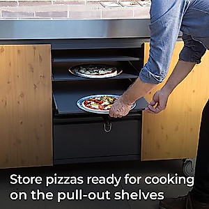 Everdure Pizza Oven Station - Preparation Cart with Stainless Steel Countertop, Four Slide Out Shelves, On Wheels for Portability