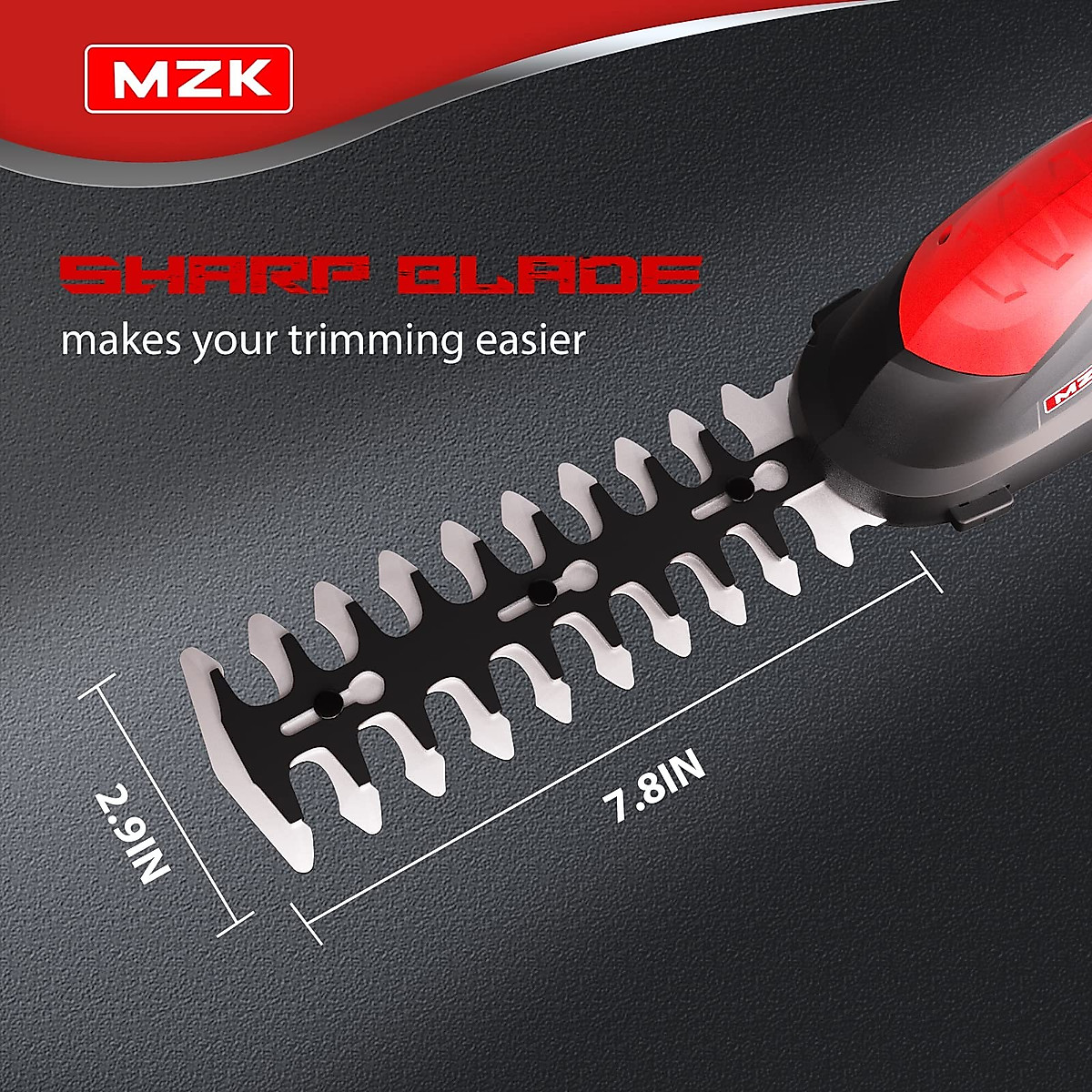 MZK 8'' Cordless Grass Shear, 20V Handed Electric Bush Trimmer, Hedge Trimmer, Portable Battery Operated Shrubber Trimmer(2AH Battery and Charger Included)