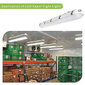 hykolity 4 Pack 4FT LED Vapor Tight Light, 40/50/60W Vapor Light Fixture, [2-lamp F32T8 Equiv.] 4000K/5000K/6000K CCT Selectable, 130lm/W, Waterproof Shop Light for Parking Carport Car Wash