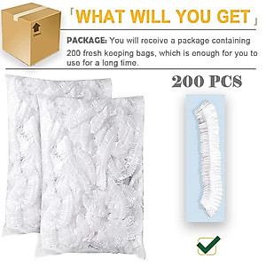 HangYu 200Pcs Plastic Bowl Covers Elastic Wrap Cover Fresh Keeping Bag Bread Bowl Cover Sourdough Cover Banneton Covers for Proofing Rising