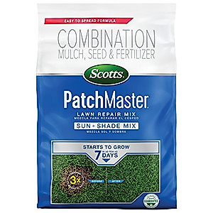 Scotts PatchMaster Lawn Repair Mix Sun + Shade Mix, Combination Grass Seed, Fertilizer, and Mulch, 4.75 lbs.