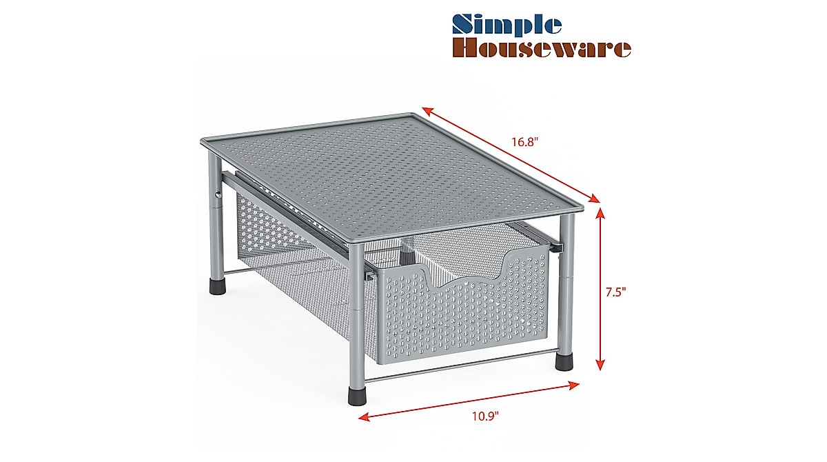 Simple Houseware Silver Stackable Cabinet Organizer | Easy & Efficient