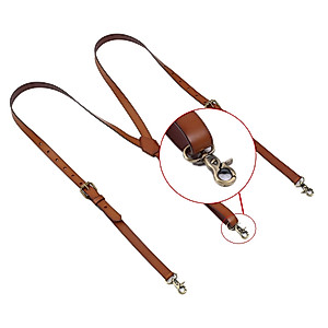 Exception Goods Leather Suspenders For Men, Personalized Brown Genuine Leather, Groomsmen Gifts (L Fits 5'2"-6'23", Brown)