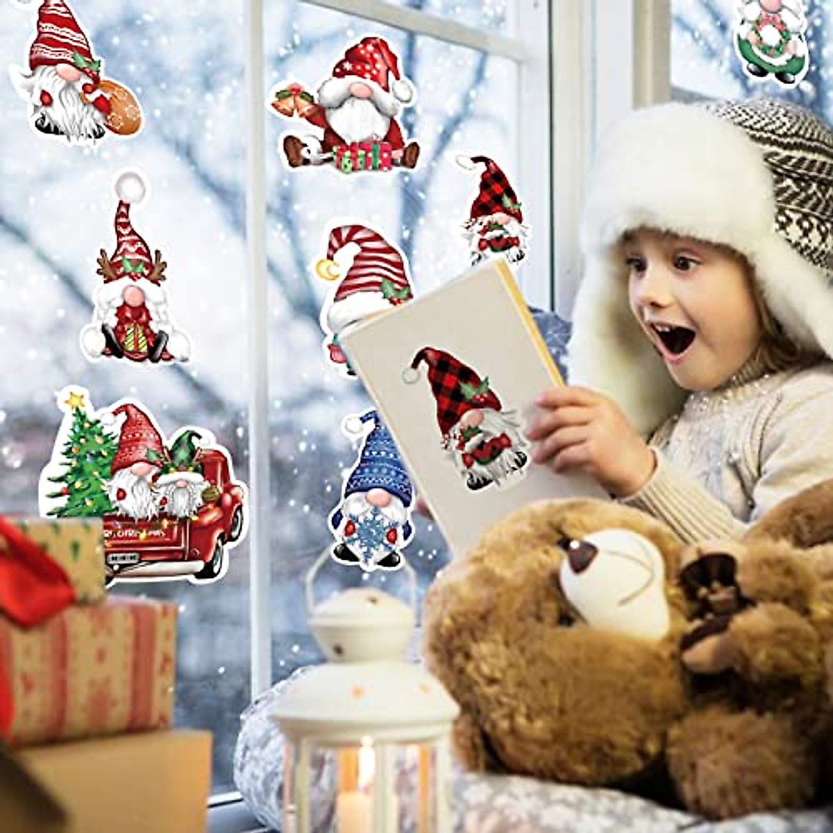 48 PCS Christmas Gnome Cutouts with 60 Glue Point Dots, Christmas Bulletin Board Decorations, Winter Classroom School Christmas Holiday Party Decorations for Wall Window Blackboard