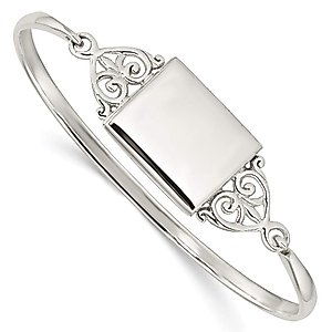 Sterling Silver Polished Rectangular 20mm Locket Bangle 3.55mm style QB1211
