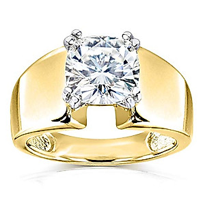 Kobelli Cushion Solitaire Moissanite Extra Wide Engagement Ring 2 CTW 14k Yellow Gold, 5