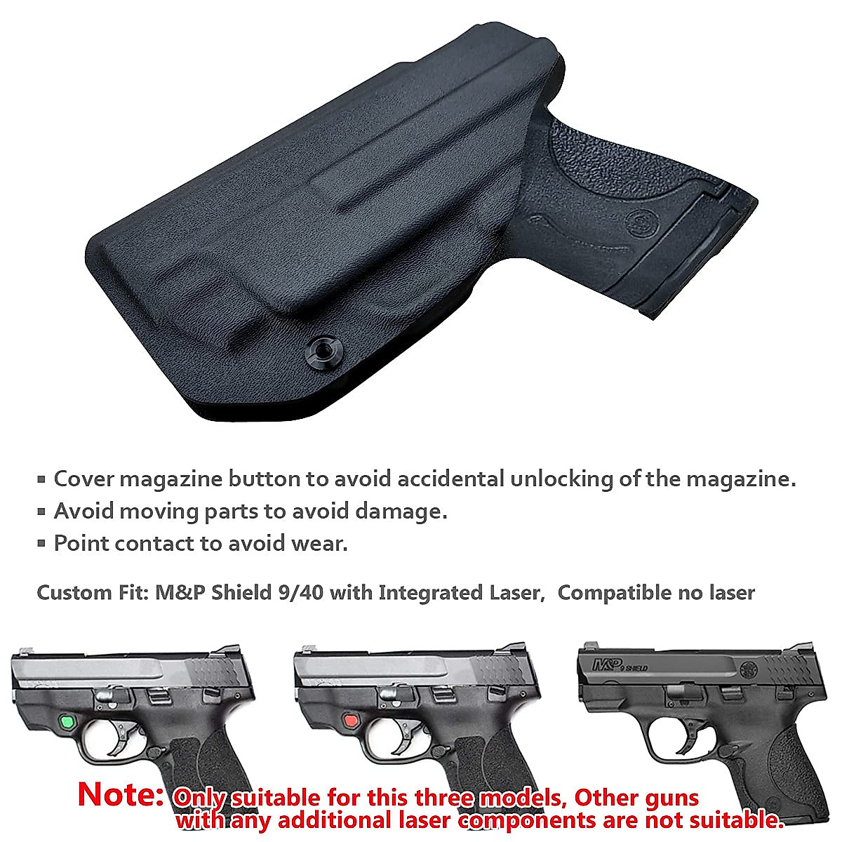 M&P Shield 9mm Holster,IWB Kydex Holster Fit: Smith & Wesson M&P Shield M2.0 9mm / .40 S&W 3.1" Barrel with Integrated CT Laser Pistol - Inside Waistband Carry-S&W M&P Shield 9mm Accessories