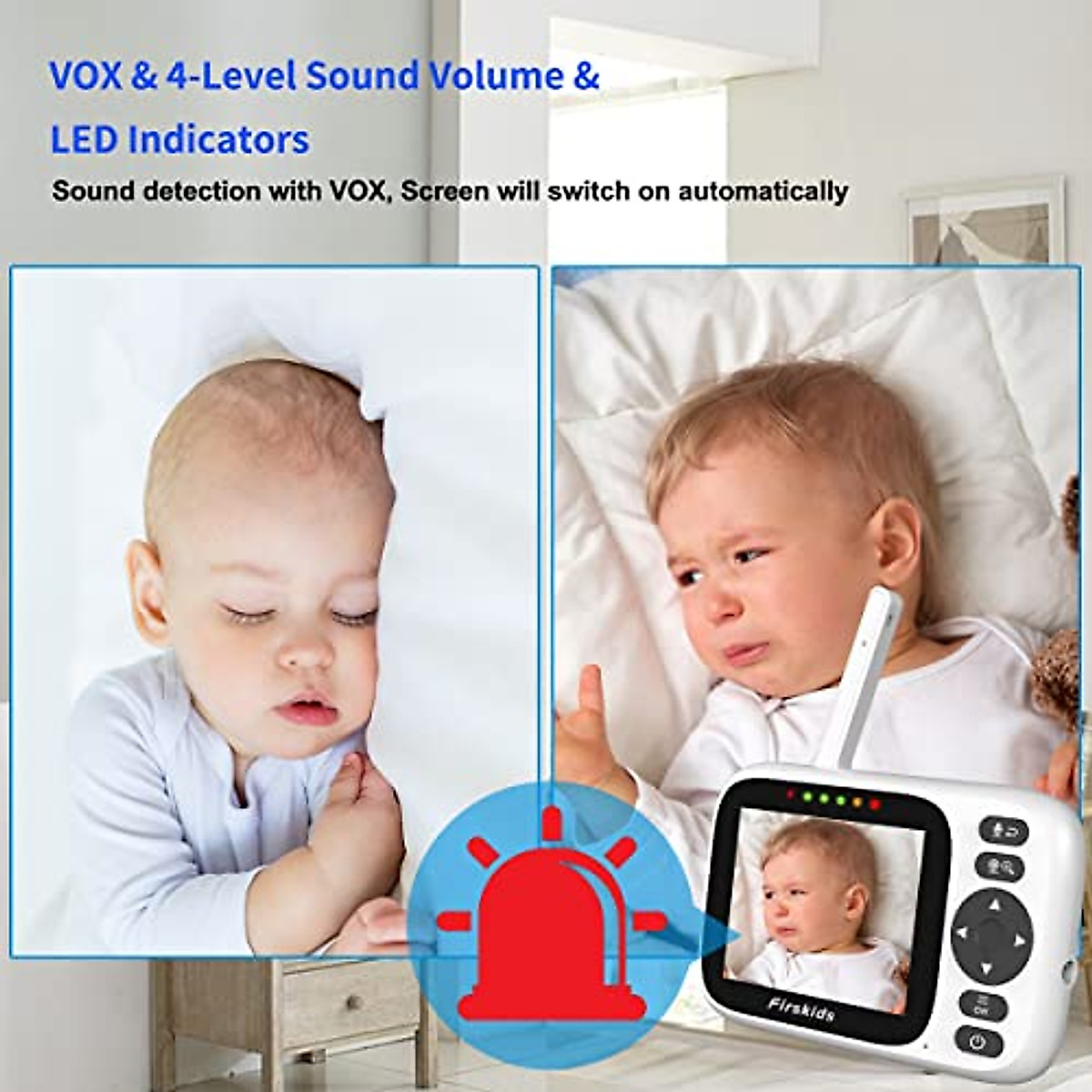 Firskids Baby Monitor with Camera and Audio,No WiFi Required,3.2" Baby Video Monitor, Long Range, Easy to Use, 2-Way Talk, VOX, Night Vision, Suitable for Baby Monitoring and Elderly Care