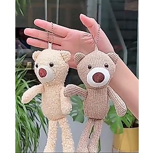 Squeaky Bear Dog Toys, Durable Plush Chew Cute Toy for Small or Medium Breeds, Set of 2, Bear Figures, Dog's Besties, Interactive Bear Animals, Promotes Dental Health and Hygiene (Brown and Beige)