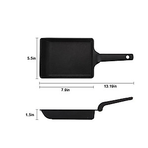 Kitchen Flower Tamagoyaki Japanese Omelette Egg, Non stick Coating, Square Frying Pan (14x20cm)