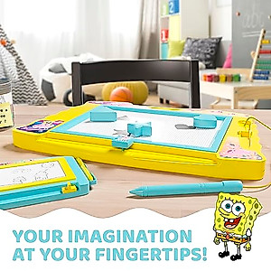 Lollipop Spongebob Squarepants 2-Pc Magnetic Drawing Board Set for Girls and Boys, One Large Board with 3 Stamps and Stylus Pen and One Travel Size Drawing Board, Toddler Educational Toy