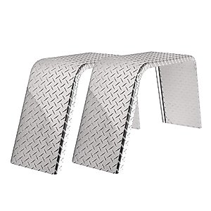 2-Pack ToughGrade Aluminum Diamond Plate Flat Top Trailer Fender 10" X 34" X 17" | Car hauler Trailer | Cargo Trailer | Utility Trailer | Landscape Trailer