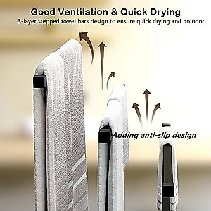 WANLISELL Freestanding Towel Rack 3 Tier Metal Floor Towel Racks Holder Blanket Rack Stand for Bathroom, Kitchen, Pool Towel Drying Racks for Outdoor