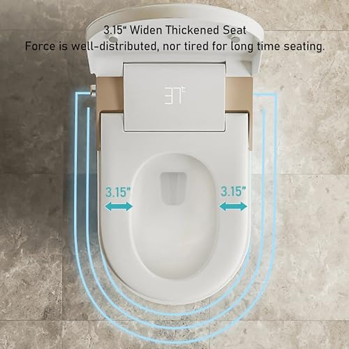 One Piece Elongated Smart Toilet Bidet with Auto Open & Close, Auto Flush, Foot Sensor Flush, LED Temperature Display, Heated Seat and Integrated Multi Function Remote Control