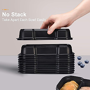OTOR Bento Boxes Meal Prep Containers 3 Compartments with Clear Airtight Lids Food Grade Deli Container Lunch boxes take away Travel Containers Freezer Safe 16oz 25 Sets