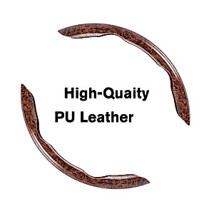 Amiss Car Wood Grain Steering Wheel Cover, Car Interior Accessories, 2PCS Segmented Steering Wheel Protector, Universal 99% Car Wheel Cover Protector (Brown)