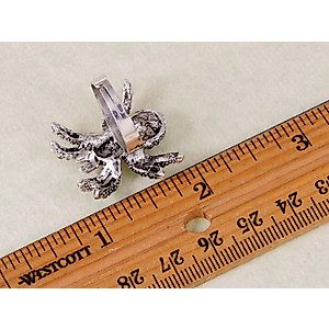 Alilang Women's Gunmetal Black Crystal Rheinstone Tarantula Spider Halloween Costume Adjustable Ring