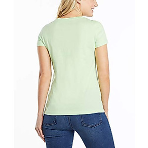 Nautica Women's Easy Comfort Scoop Neck Supersoft 100% Cotton Solid T-Shirt, Paradise Green, Medium