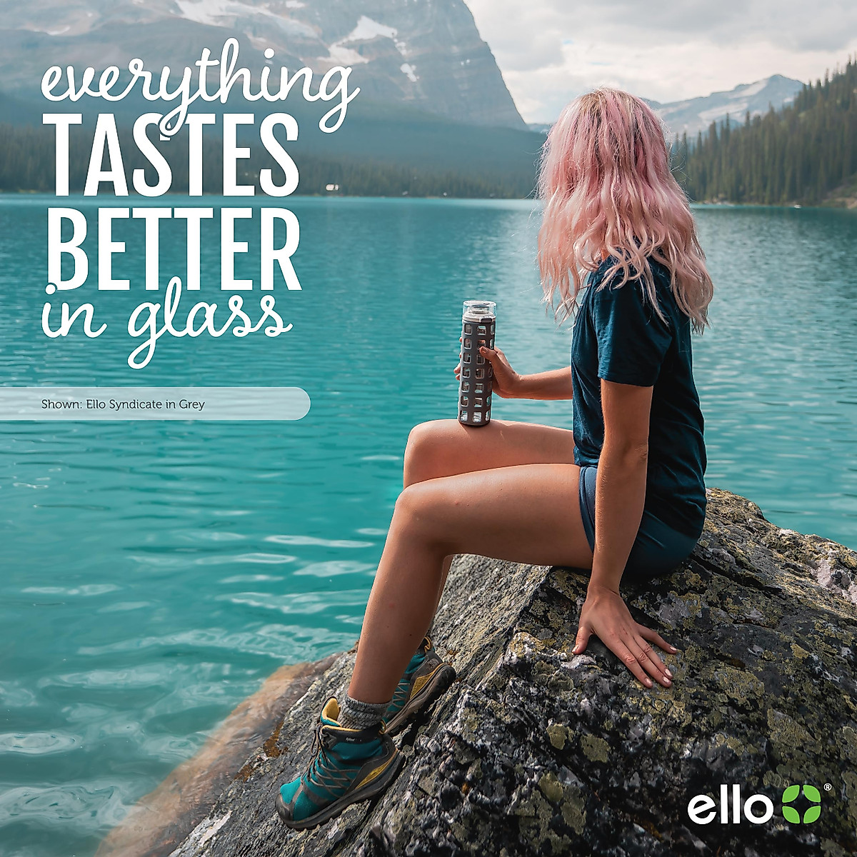 Ello Syndicate 20oz Reusable Glass Water Bottle with One-Touch Leak Proof Flip Lid and Protective Non-Slip Silicone Sleeve and Carry Loop for Coffee, Tea and Water, BPA-free, Dishwasher Safe, Mint