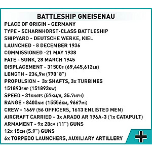 Cobi toys 2417 Pcs Hc WWII /4835/ Battleship Gneisenau