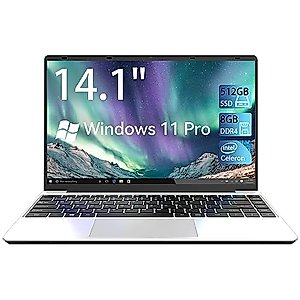 Laptop Computer Intel Celeron N4020C 14.1", 8GB DDR4 Memory 512GB SSD, Windows 11,FHD Display for Work and Entertainment, Sliver Expandable 1TB SSD,Ultra Slim, USB3.0, TF Card and Numeric Keypad