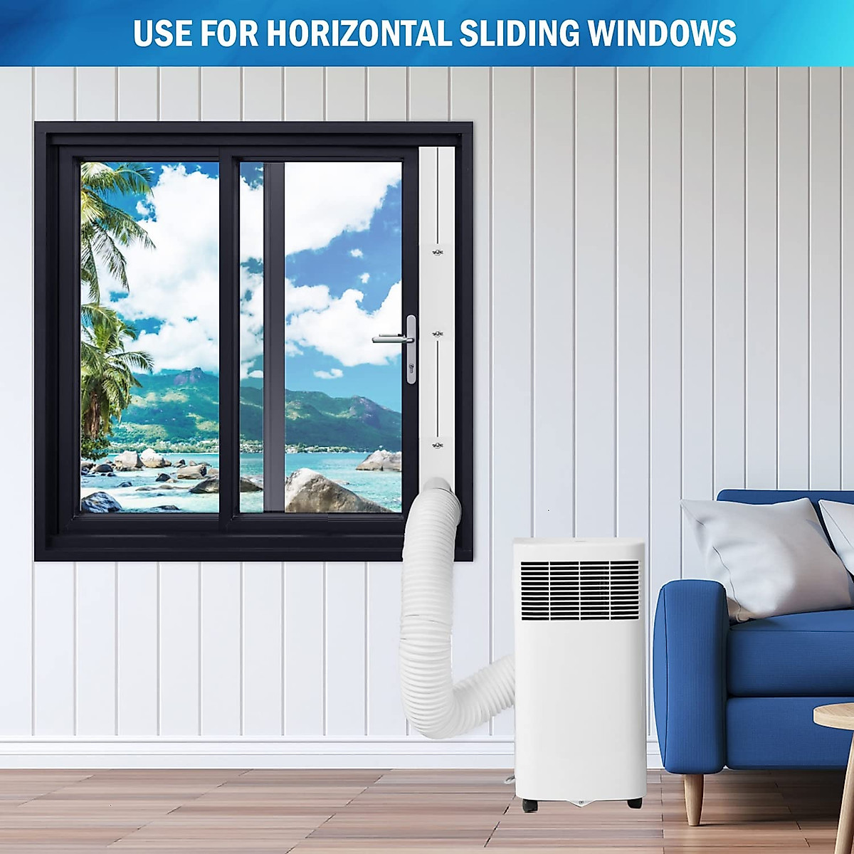 Pomeat Portable AC Window Kit with 5 inches Coupler, Adjustable AC Vent Kit Universal Window Seal Kit for Portable Air Conditioner, Adjustable Length 17 inches-60 inches