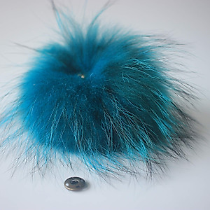 Chunxiao DIY Raccoon Fur Pom Pom Ball with Press Snap Button for Knitted Hat Beanie Hats, Detachable