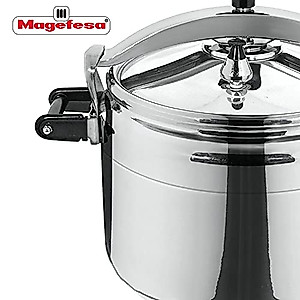 MAGEFESA Chef Pressure Cooker has a Thermodiffusion bottom, 3 Security Systems. 16 Quarts