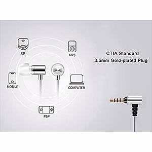 FAAEAL Poppy Metal Earphone Stereo Bass HiFi Tuning Headset 3.5mm Wired in-Ear Earphones for Mobile Phone PC MP3 Player, Headset with 5N LC-OFC Cable for Exercise Office (with Mic)