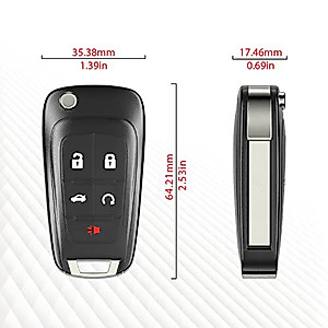 5 Buttons Keyless Entry Flip Car Remote Key Fob Fits for Chevy Camaro, Cruze, Equinox,GMC Terrain, Lacrosse,2010-2016/Chevy Malibu Impala 2014-2016 FCC: OHT01060512 315Mhz,(1 Pack)