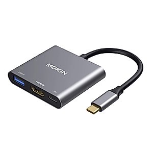 USB C to HDMI Multiport Adapter, Type-C Hub Thunderbolt 3 to HDMI 4K Output USB 3.0 Port and USB-C Charging Port, Digital AV Adapter for MacBook Pro/air, Galaxy S8/S9