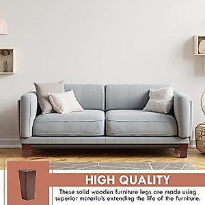 Ornavo Home Set of 4 Square Mid-Century Modern Brown 6 Inch Wood Furniture Legs Replacement for Sofa, Couch, Armchair, Recliner, Coffee Table & Dresser
