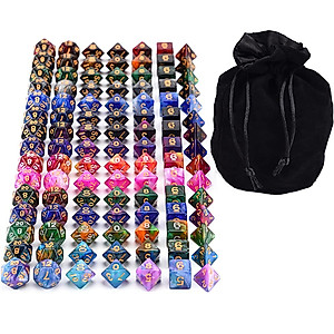 SUWEILE SZSZ 105PCS Nebula Polyhedral Dice 15 Colors for Tabletop Role Playing Games DND Dice Collector 0212 (Color : Gray)