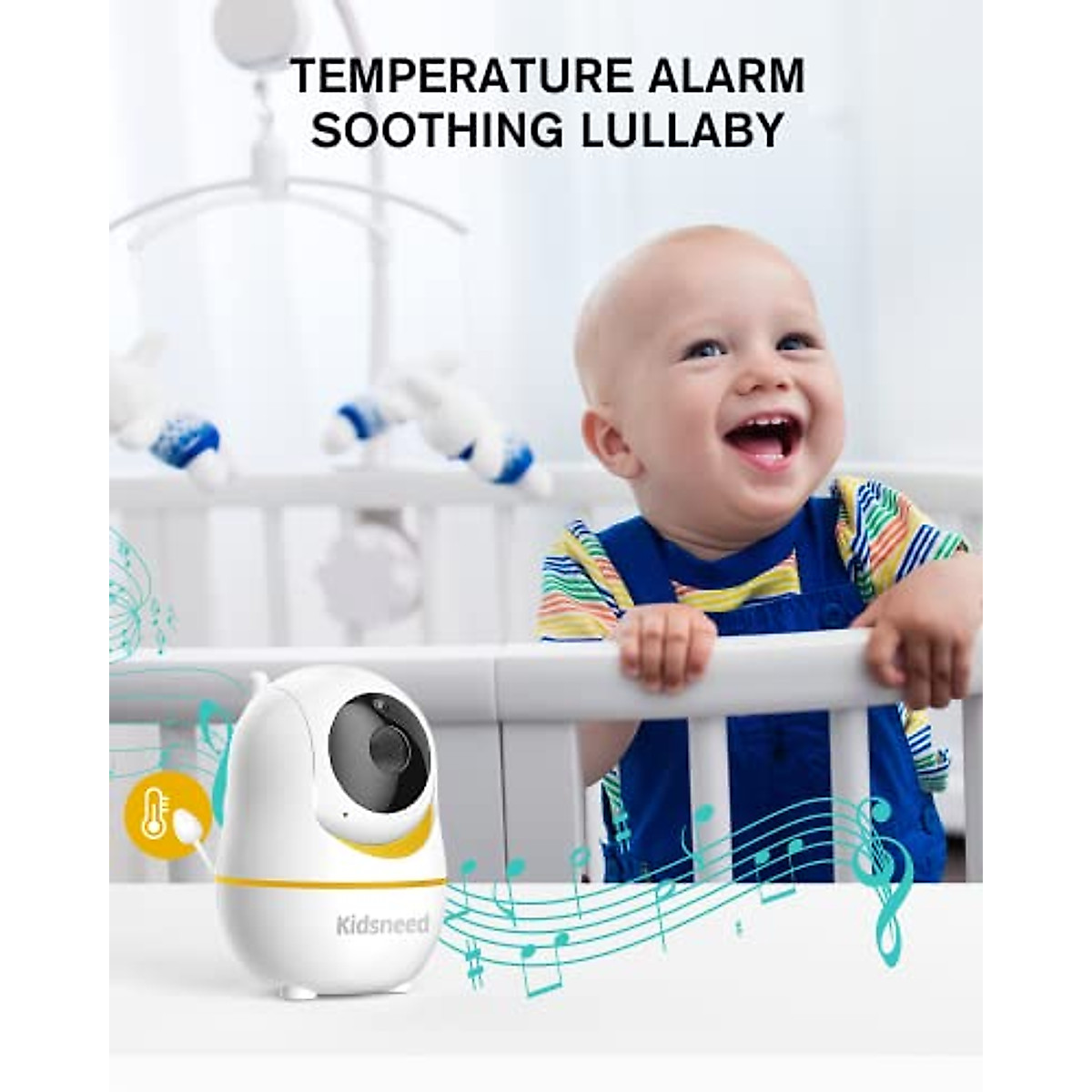 Kidsneed Baby Monitor, 3.5" Screen Video Baby Monitor with Camera and Audio, Remote Pan-Tilt-Zoom, Night Vision, VOX Mode, Temperature Monitoring, Lullabies, 2-Way Talk, 960ft Range