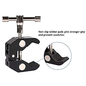 QYXINC 3Pack Super Clamp with 1/4 and 3/8 Thread Camera Clamp Mount，Crab Clamp Rod Clamp Clip for Cameras, Rods, Lights, Hooks, Shelves, Cross Bars, etc