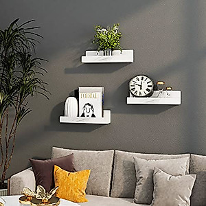 UAK Wall Shelf 15" Marble Floating Wall Ledge Shelf, Clear Arcylic Wall Mounted Display Storage Bookshelf for Bedroom, Living Room, Bathroom, Kitchen(15 Inch 2Pack)