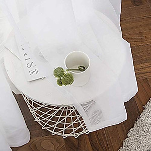 MIULEE 2 Panels Solid Color White Sheer Curtains Elegant Grommet Window Voile Panels/Drapes/Treatment for Bedroom Living Room (54X96 Inch)