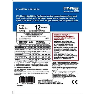 Etymotic Research ER20 High-Fidelity Earplugs (Concerts, Musicians, Airplanes, Motorcycles, Sensitivity and Universal Hearing Protection) - Standard, Clear Stem w/ Blue Tip