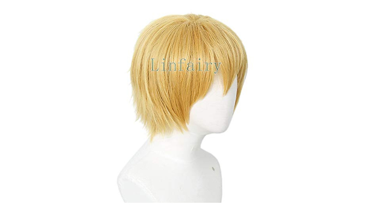 Linfairy Short Blonde Cosplay Wig for Men - Perfect for Halloween