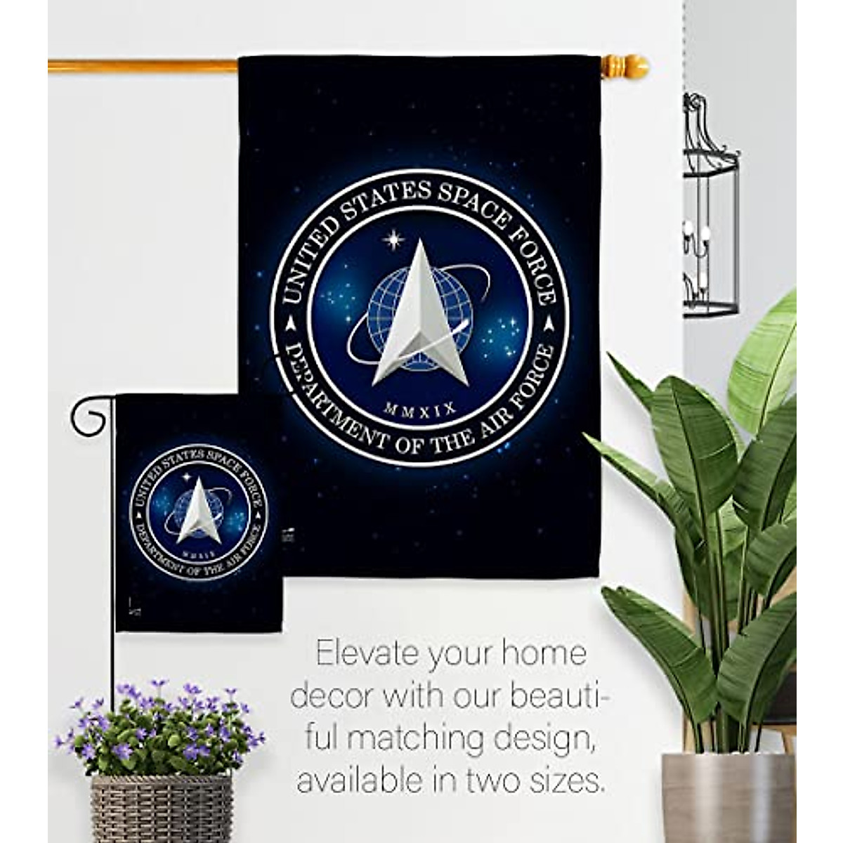 Breeze Decor Space Garden Flag Armed Forces USSF United State Air American Military Delta Official House Decoration Banner Small Yard Gift Double-Sided, 13"x 18.5", Made in USA