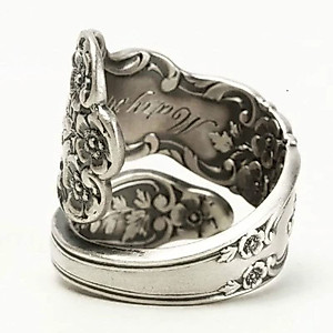 ZhxshwHdd adjustable spoon rings for women men silver vintage (Alloy1, 6)