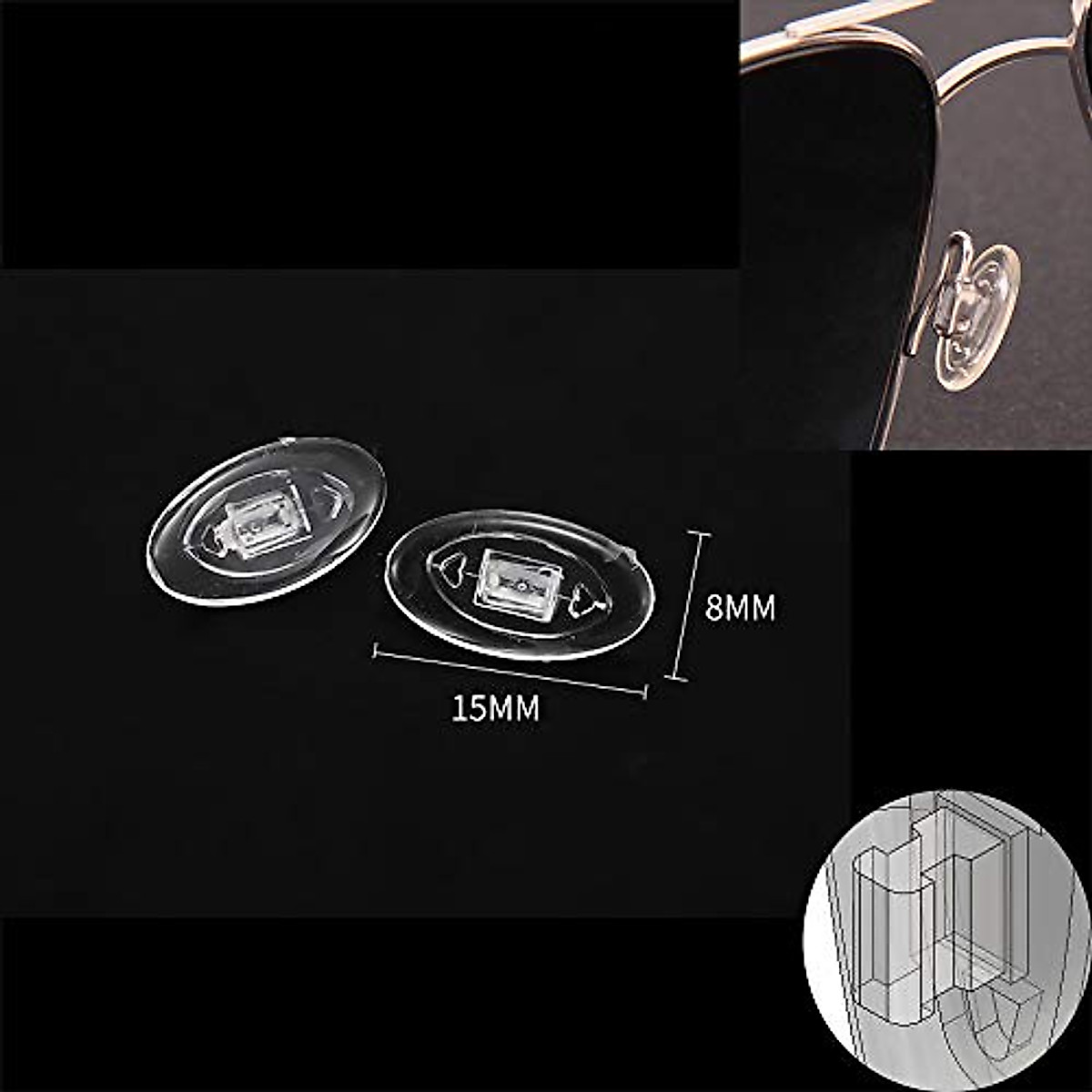 Eyeglasses Nose Pads 15mm 5Pairs, Sunglasses Nose Pieces Compatible with Oakley Sunglasses, Glasses Nose Pads Oval Shaped Pushin Push Slide in…