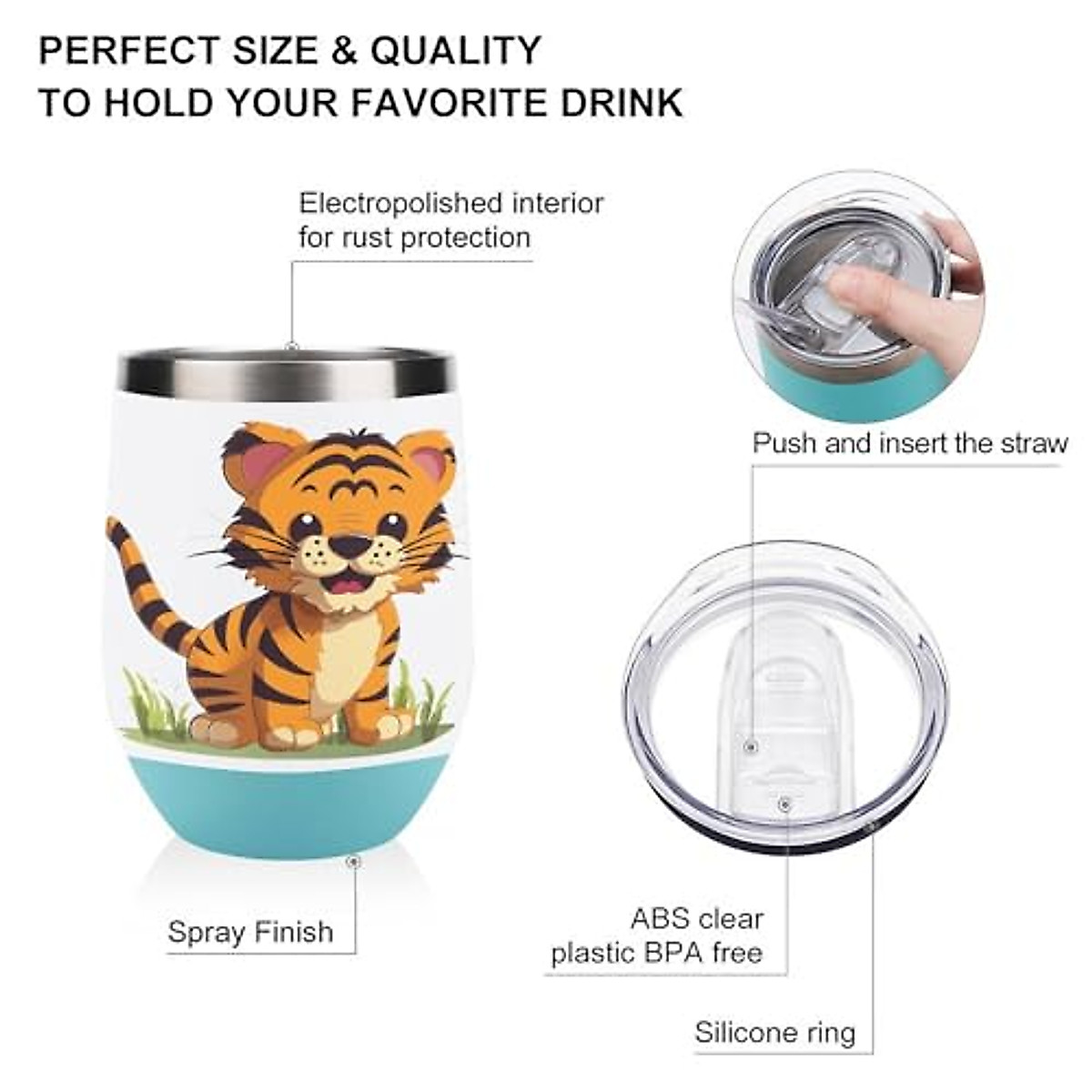 WYUSPGK 304 Stainless Steel Insulated Cup, Spotted Tiger Print Smooth Rim, Durable & Reusable - Perfect for Office, Home, And Travel
