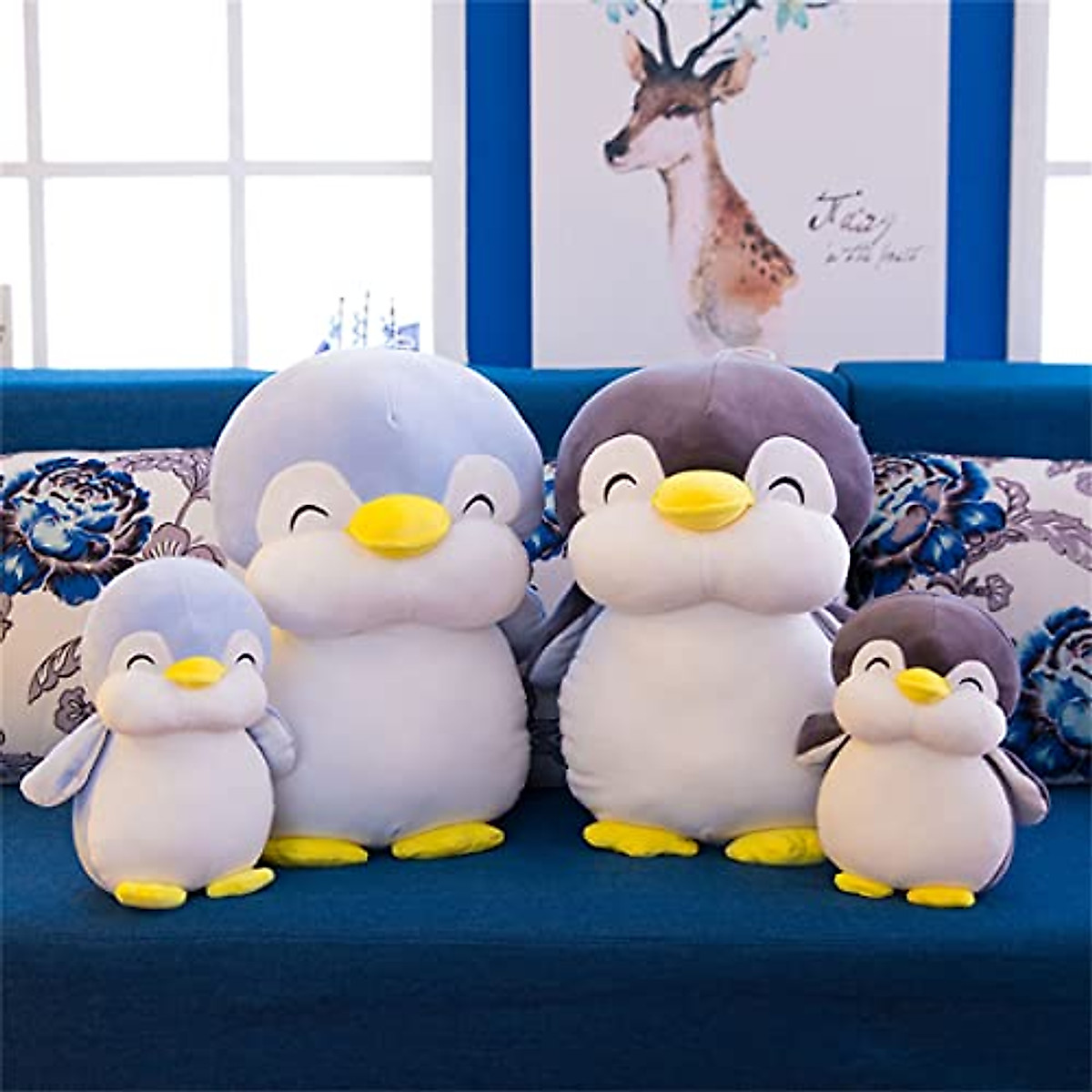 SEENEEY Plushies Penguin Stuffed Animal Toys,Fat Penguin Plush Doll Boy Girl Girlfriend Valentine's Day Gift Cute Pillow (Grey,9.8in)