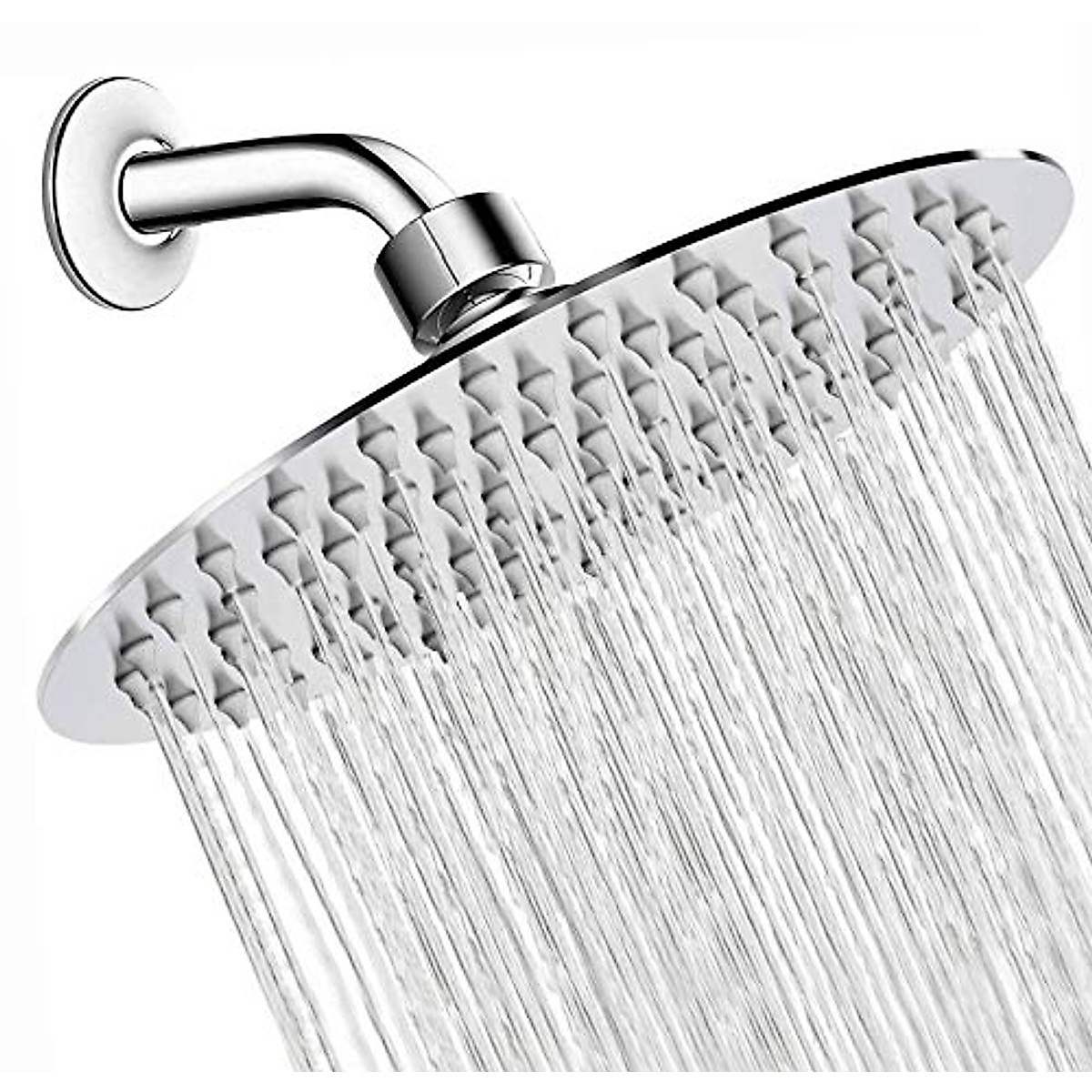 Luxury Round Rain Shower Head Large Stainless Steel High Pressure Shower Head Ultra Thin Rainfall Bath Shower with Silicone Nozzle Easy to Clean and Install (6 INCH)